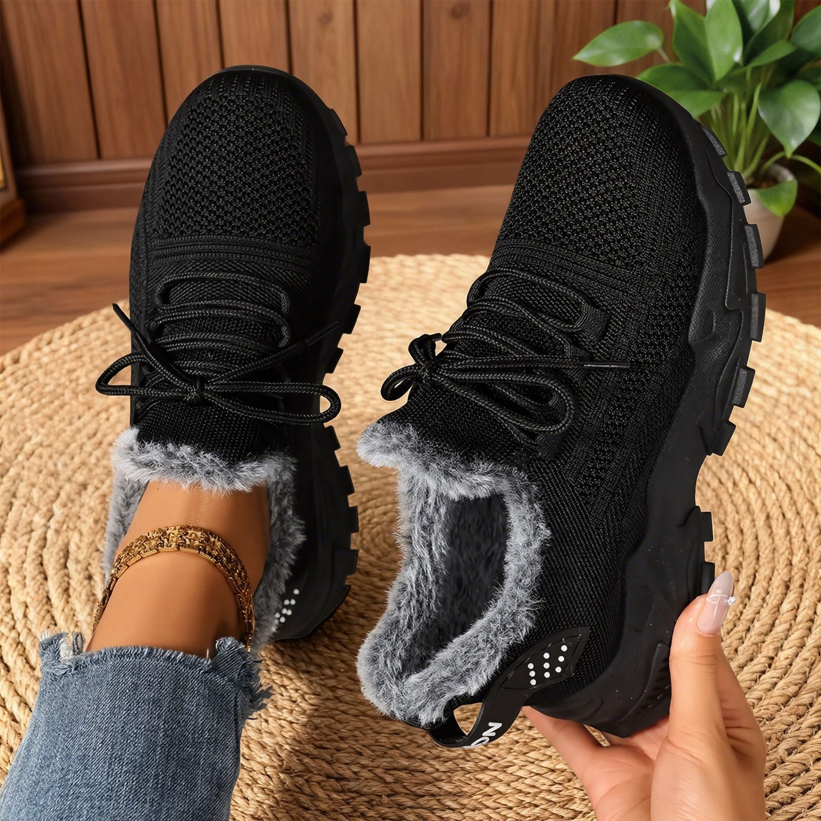 BRYDEE™ - Casual Fleece Lace-Up Lightweight Sneakers – Sterling Comfort